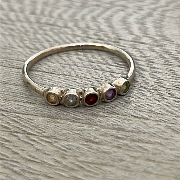 Jewelry | Silver Tone Multi Colored Crystal Ring | Poshmark